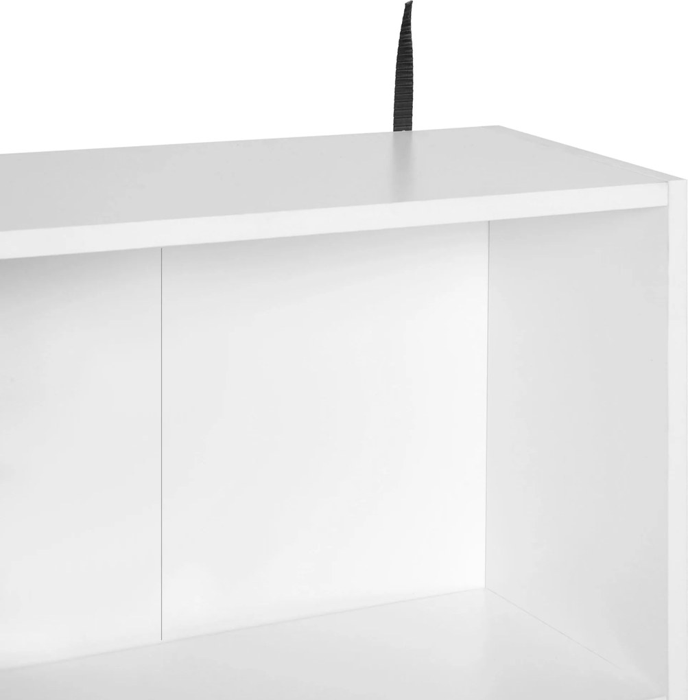 HOMCOM Skandinávská Knihovna s Úložným Prostorem, rozměry 80 Š x 23,5 H x 123 V cm, 5 nik, skříňka, 2 dveře, zúžené nohy z masivního borovicového dřev