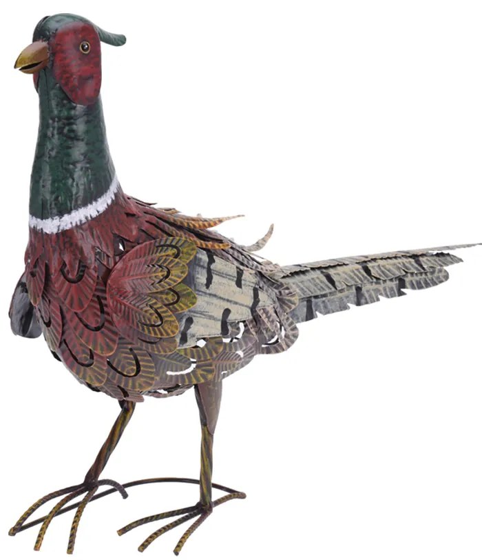 Zahradní kovová figurka Pheasant, 40x58 cm, vícebarevná