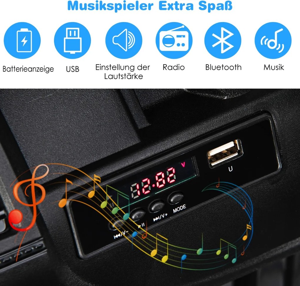 Costway 12 V dětské 2 místné elektrické auto s dálkovým ovládáním, klaksonem