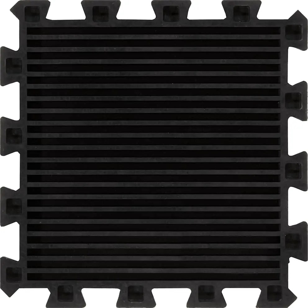 Gumové podlahové dlaždice 16 ks černé 16 mm 30 x 30 cm 155671