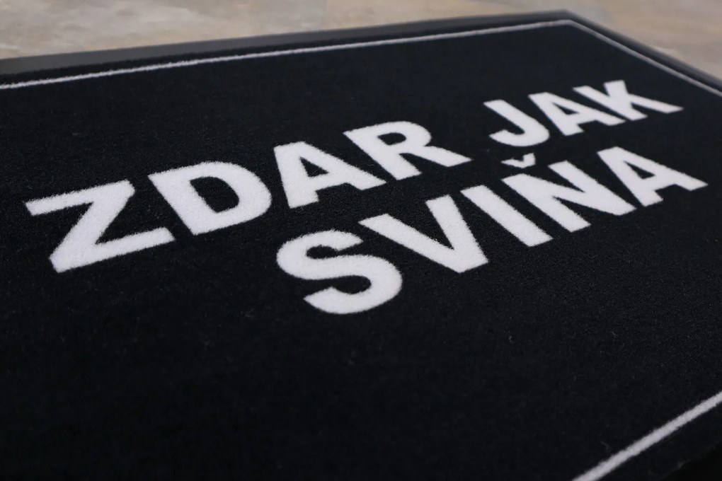 Mercury Flooring, Rohožka Zdar jak sviňa 40x60 cm - na ven i na doma, 40x60, černá