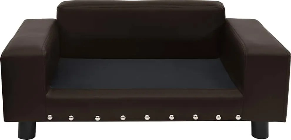 Pohovka pro psy hnědá 81 x 43 x 31 cm plyš a umělá kůže 170955
