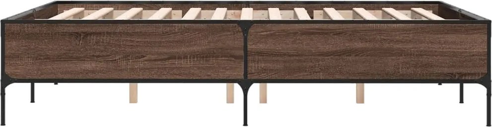 Rám postele hnědý dub 140 x 200 cm kompozitní dřevo a kov 3279801