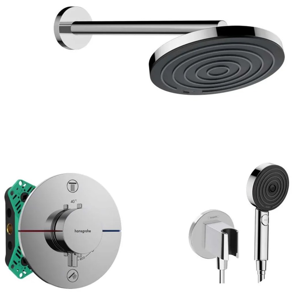 Hansgrohe - Sprchový set s termostatem pod omítku, s tělesem, průměr 26 cm, 3 proudy, chrom SANI21HHH002