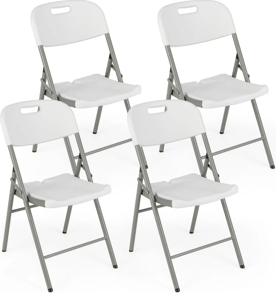 Costway Sada skládacích židlí 4 židlí pro hosty s kovovým rámem a madlem