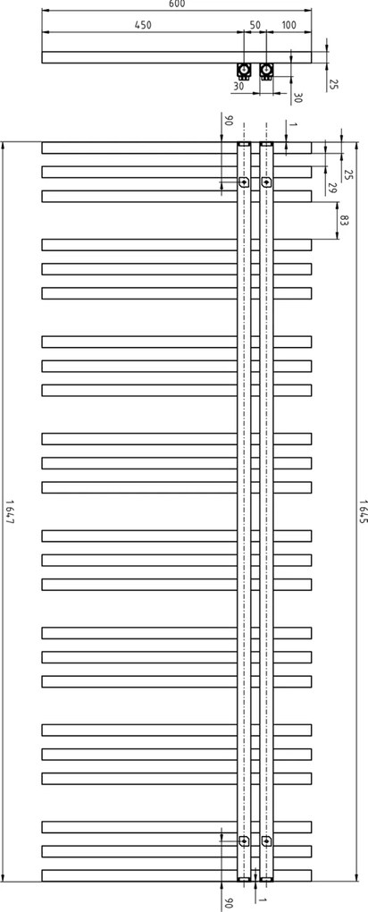 Sapho SOPHINA 600 x 1647 mm IR704 otopné těleso černá mat