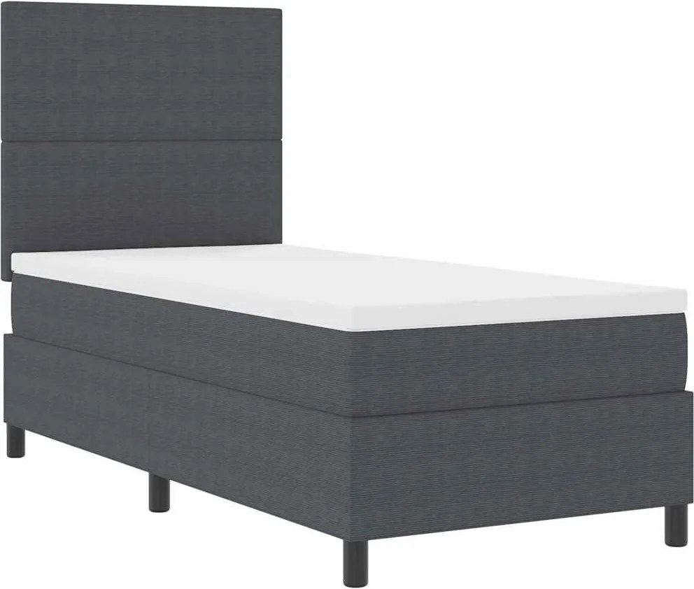 Postel s boxspringem s čelo Tmavě šedá a bílá 100 x 200 cm 3337544