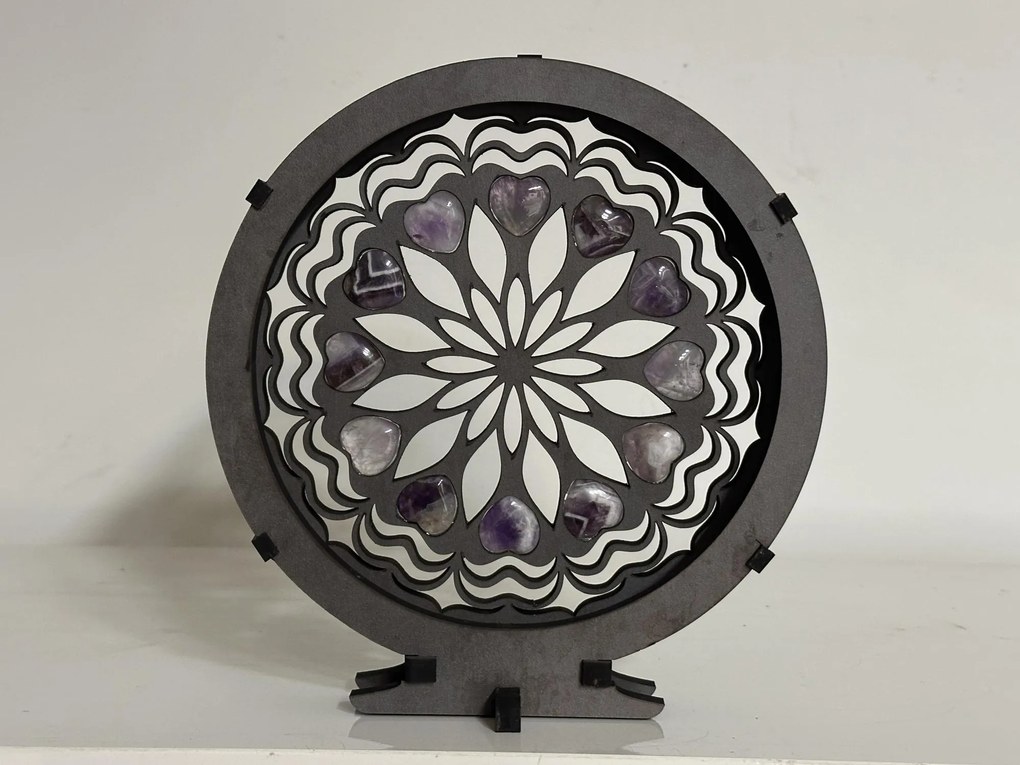 Li-Go "Srdce, ametystová mandala" Stolní lampa 20x22 cm černá s patinou