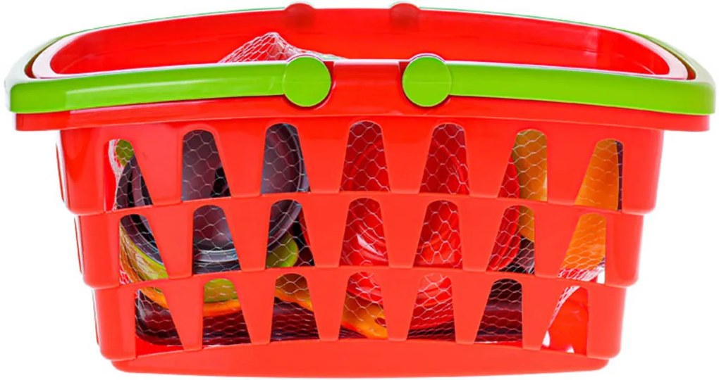 _Ostatní 1_ Kuchyňský set dětské nádobí s vařičem v nákupním košíku plast 34555