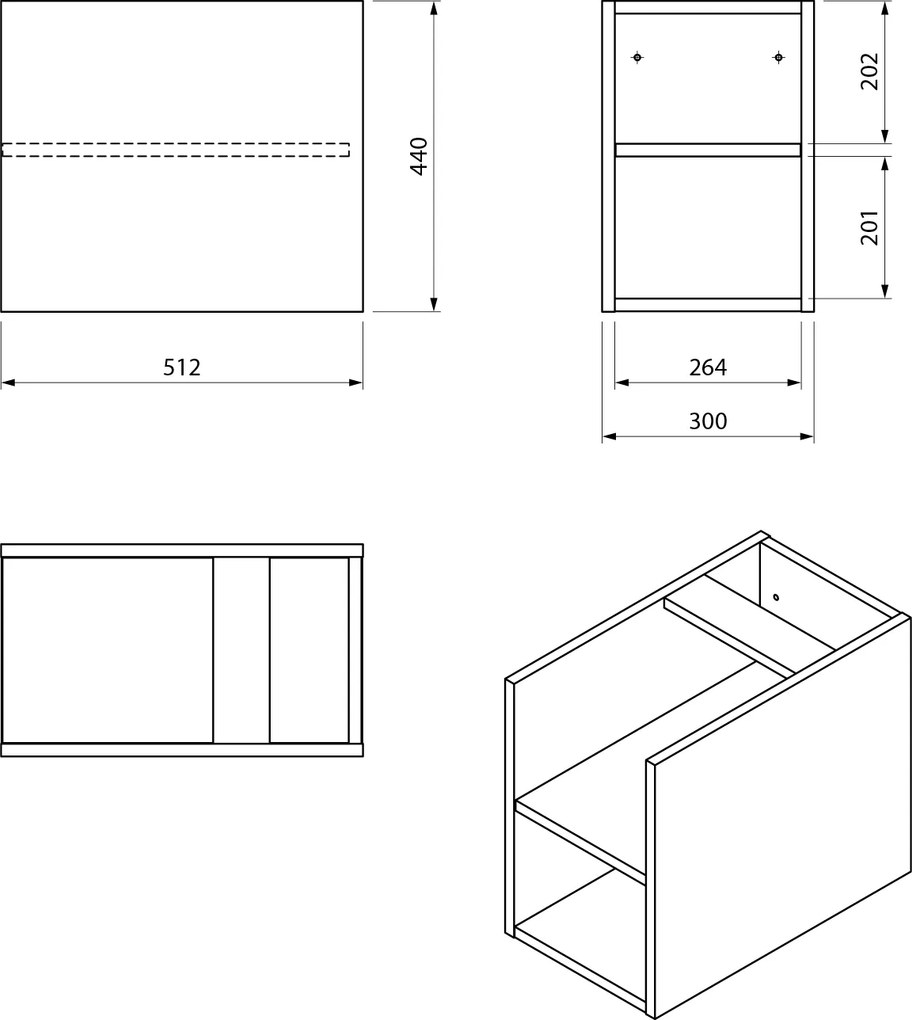 Sapho Sapho, LOREA skříňka 120x46x51, 5cm (90+30Pcm), levá, dub Alabama/bílá matná, LE090-2231-L-05