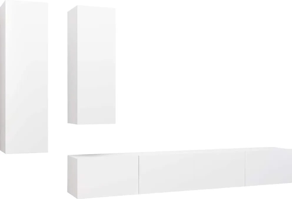 4dílný set TV skříněk bílý kompozitní dřevo 3078733