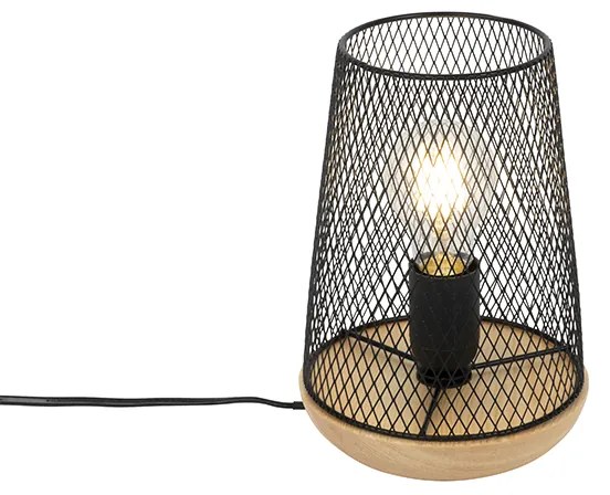 Designová stolní lampa černá se dřevem - Bosk Biano.cz