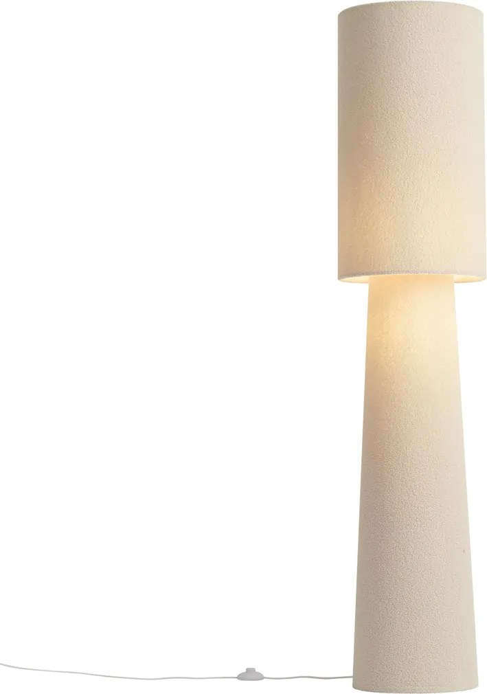 Japandi stojací lampa béžová látka teddy 2-světla - Trompet