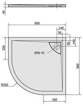 Polysan Cover Lussa Sprchová vanička se záklopem, 900x900 mm, R550, bílá 71602