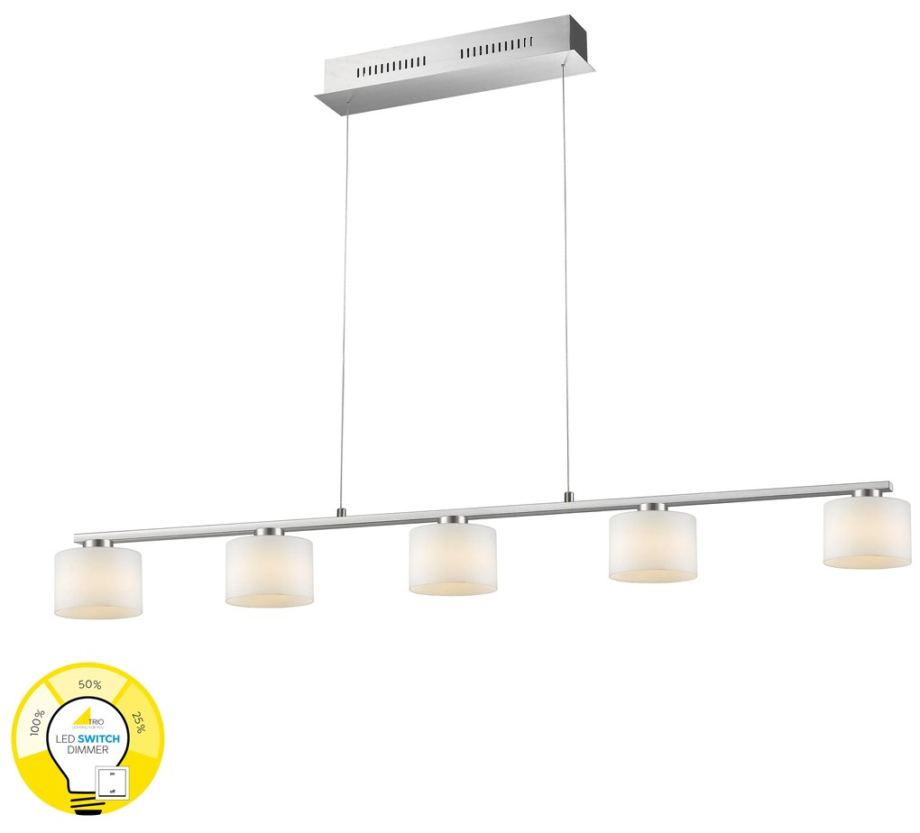 Trio 325510507 Alegro, závěsné svítidlo, 5x6W LED 3000K dimswitch, délka 130cm