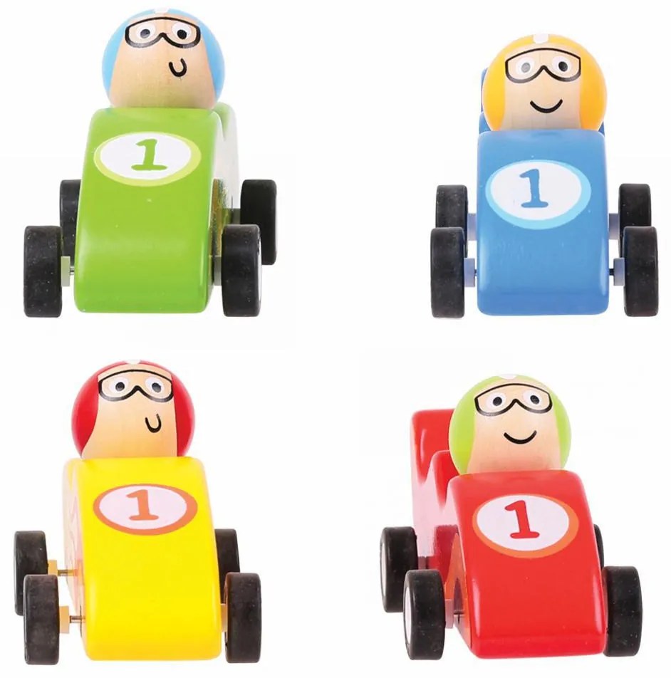 Bigjigs Toys Barevné dřevěné závodní auto 1ks