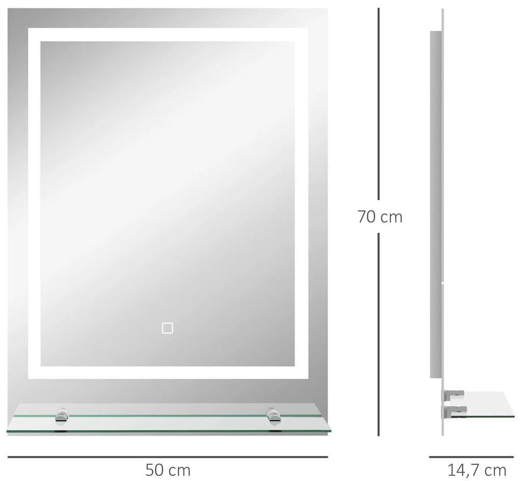 kleankin koupelnové zrcadlo s osvětlením, nástěnné zrcadlo se 3 barvami světla, IP44, osvětlené zrcadlo s dotykovým spínačem, paměťová funkce, koupel…
