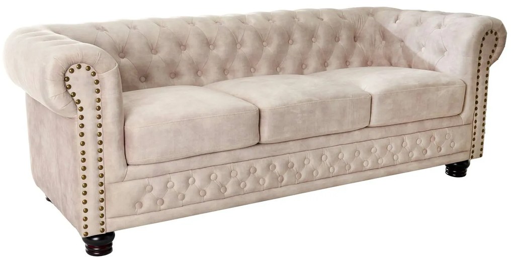 Designová trojsedačka Chesterfield 200 cm šampaňský samet