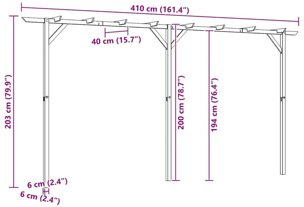 vidaXL Marketos Zahradní pergola 410 x 40 x 203 cm dřevo