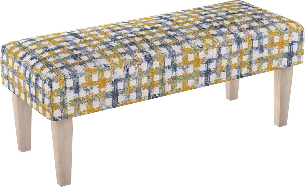 Dlouhá lavička 100x40cm barva modrá látka pletený vzor, vzorované