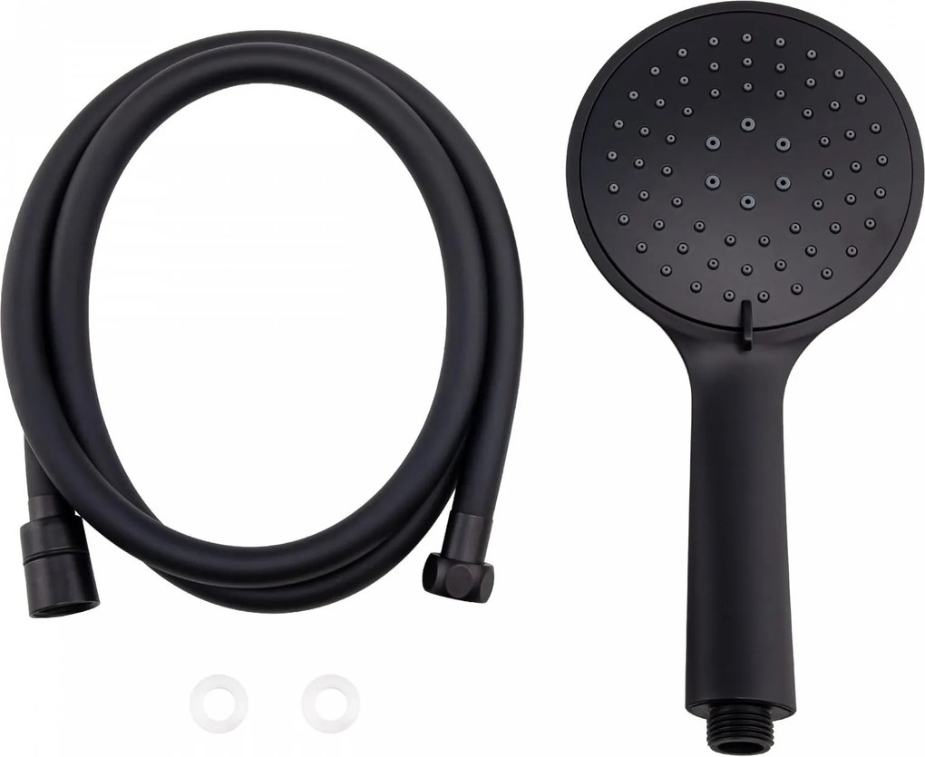 Erga Wemi, 3-funkční ruční sprcha s hadicí 150 cm, 12,5 × 14 cm, černá matná, ERG-YKA-BP.WEMI-BLK
