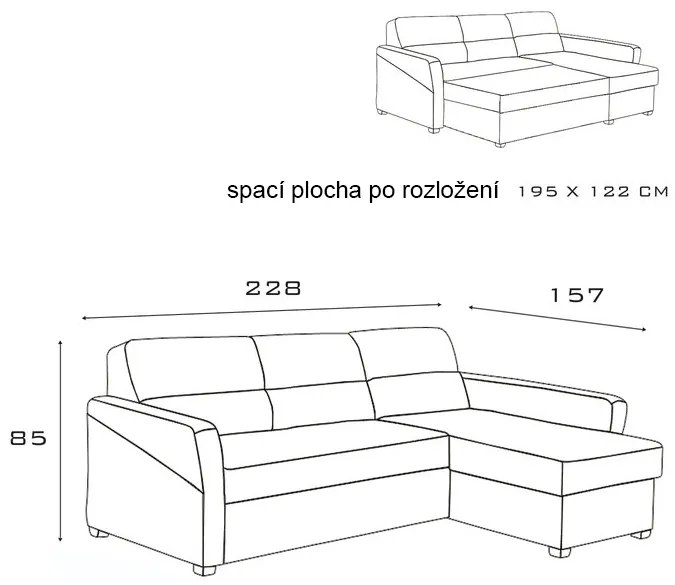 Malá sedací souprava LIVIA | 157x228 cm | LEVÁ | rozkládací na každodenní spaní | VÝBĚR TKANIN