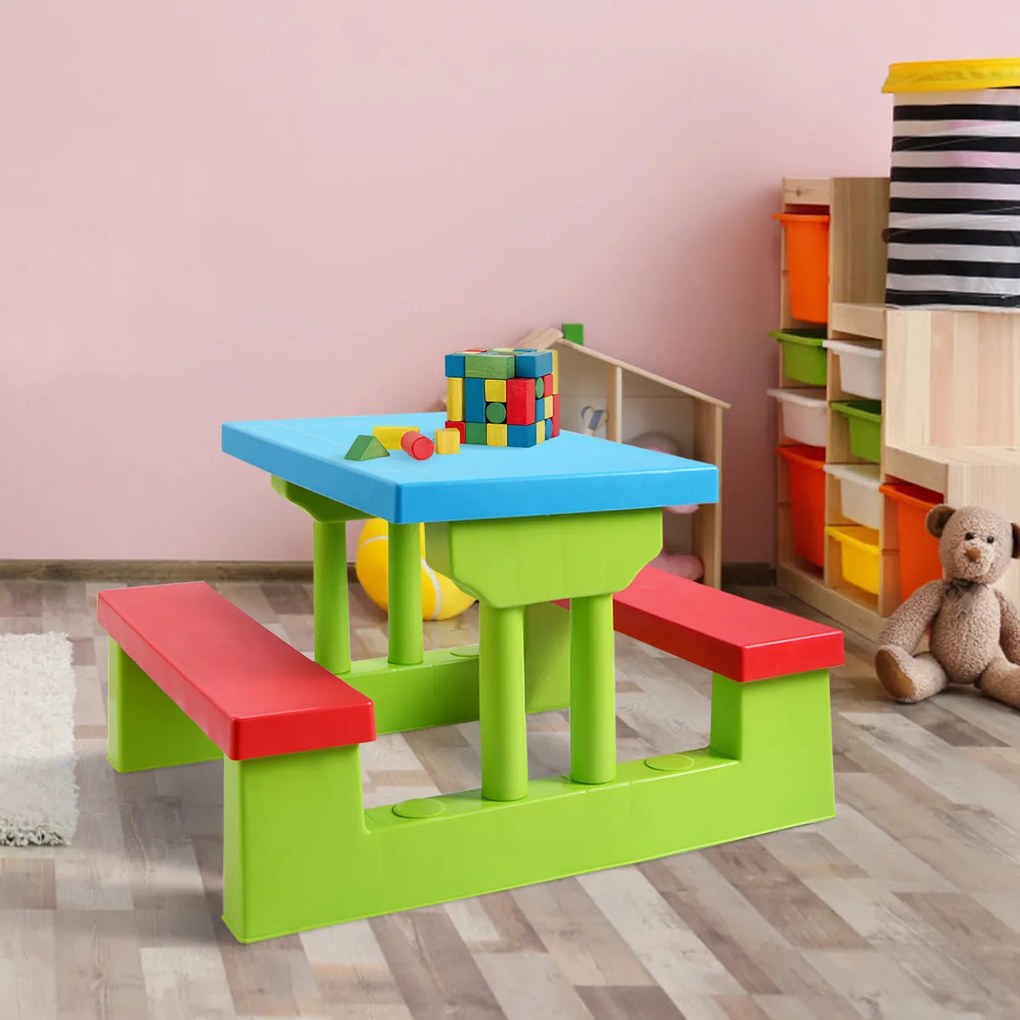 Costway Dětská sedací skupina, dětský stolek, lavice, pikniková dětský nábytek