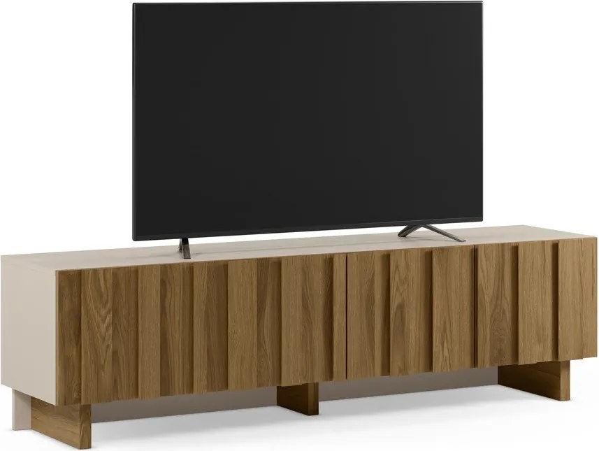Krémový/v přírodní barvě TV stolek z borovicového dřeva 180x50x43 cm Marlo – Marckeric