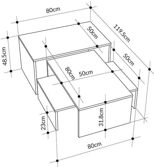 Konferenční stolek Houseland Kanta dub safírový/černý