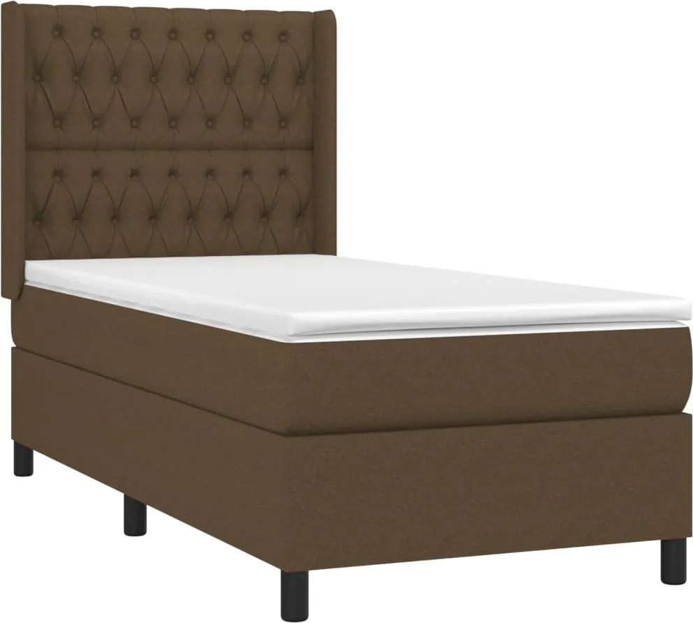 Box spring postel s matrací a LED tmavě hnědá 90x190 cm textil 3138520
