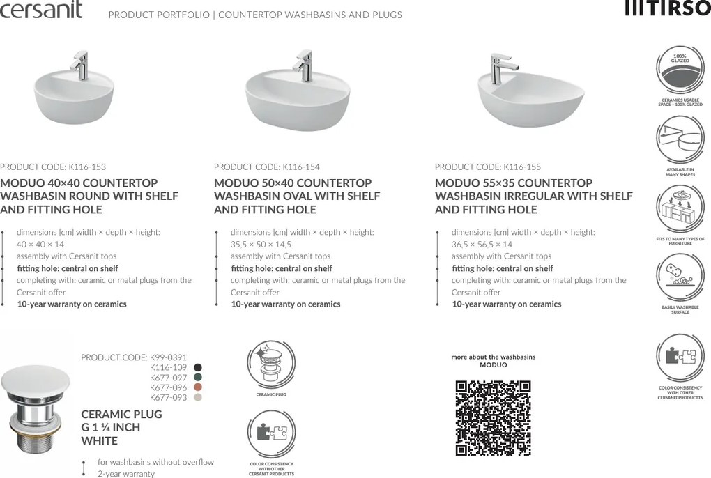 Cersanit Tirso, deska na koupelnovou skříňku 1200x450x18 mm, zelená matná, S1015-021