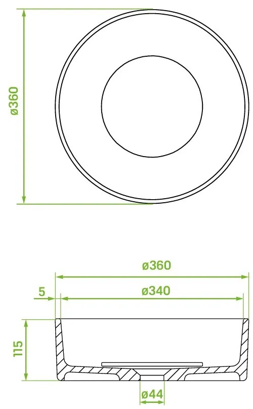 Laveo Perl, granitové umyvadlo na desku 360x360x115 mm, šedá, LAV-VGP1510T