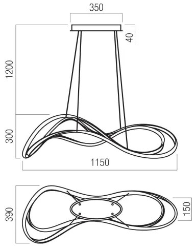 Redo 01-3598 - LED Stmívatelný lustr na lanku TEMPEST LED/58W/230V zlatá
