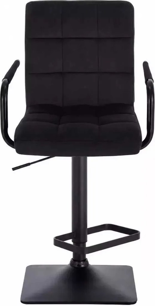 LuxuryForm DESIGN Barová židle VERONA BLACK VELUR na černé hranaté podstavě - černá