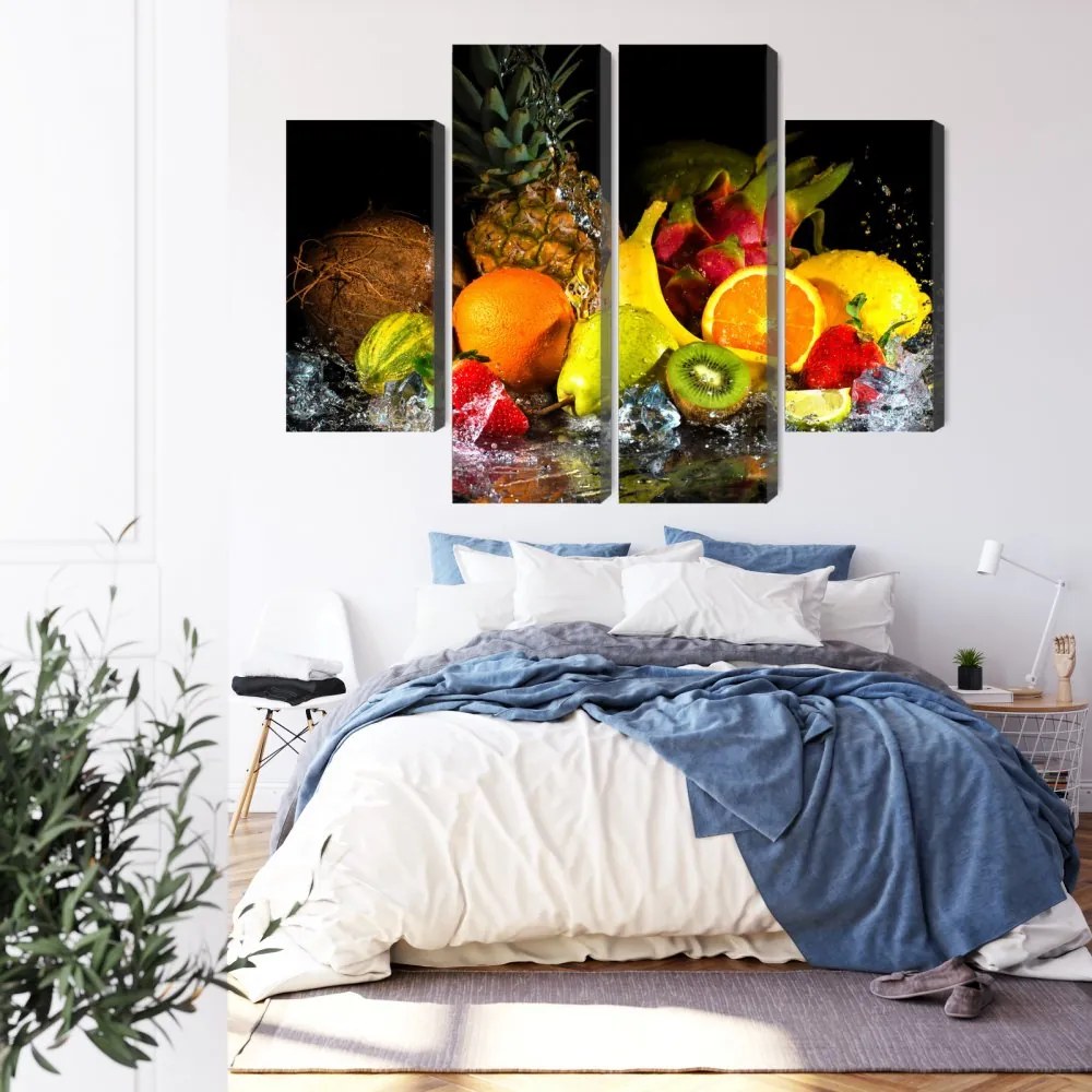 Vícedílný obraz Ovoce S Kapkou Vody Nedostatek Nedostatek Přírodní plátno 200x150