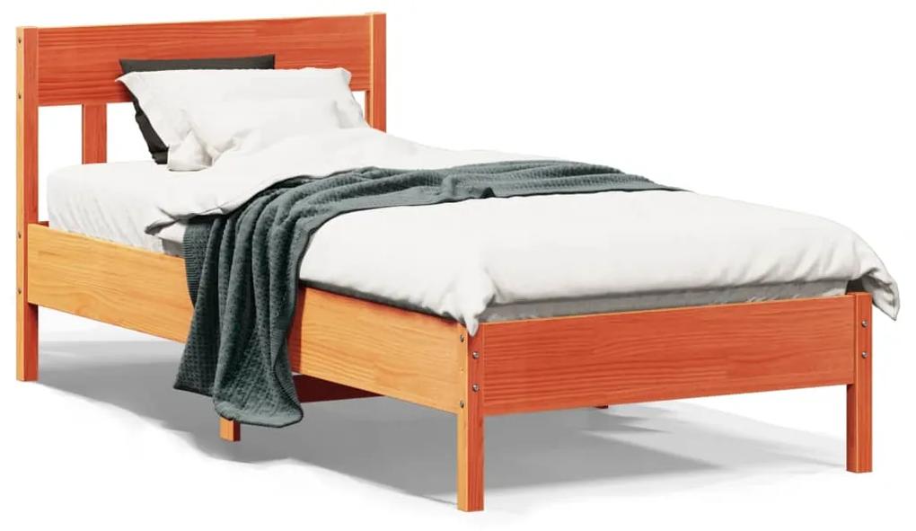 Rám postele s čelem voskově hnědý 75 x 190 cm masivní borovice - Default Title