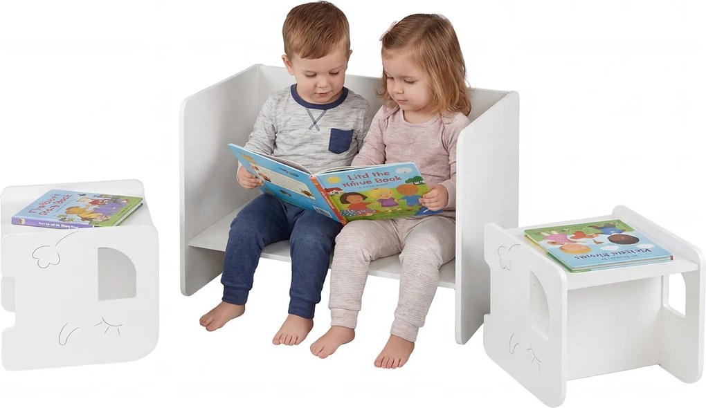 Costway Dětský stůl s 2 židličkami set a židlí s deskovým hracím stolem s – bílý