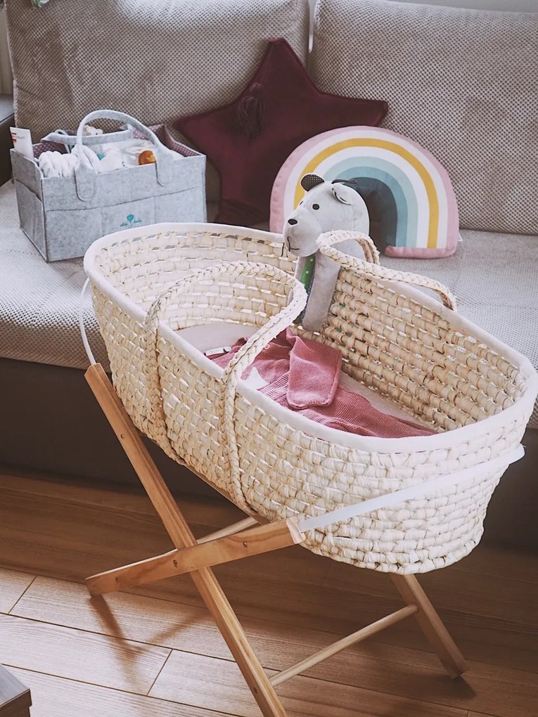 Ahojbaby Mojžíšův košík pro miminko Corn Natural + matrace