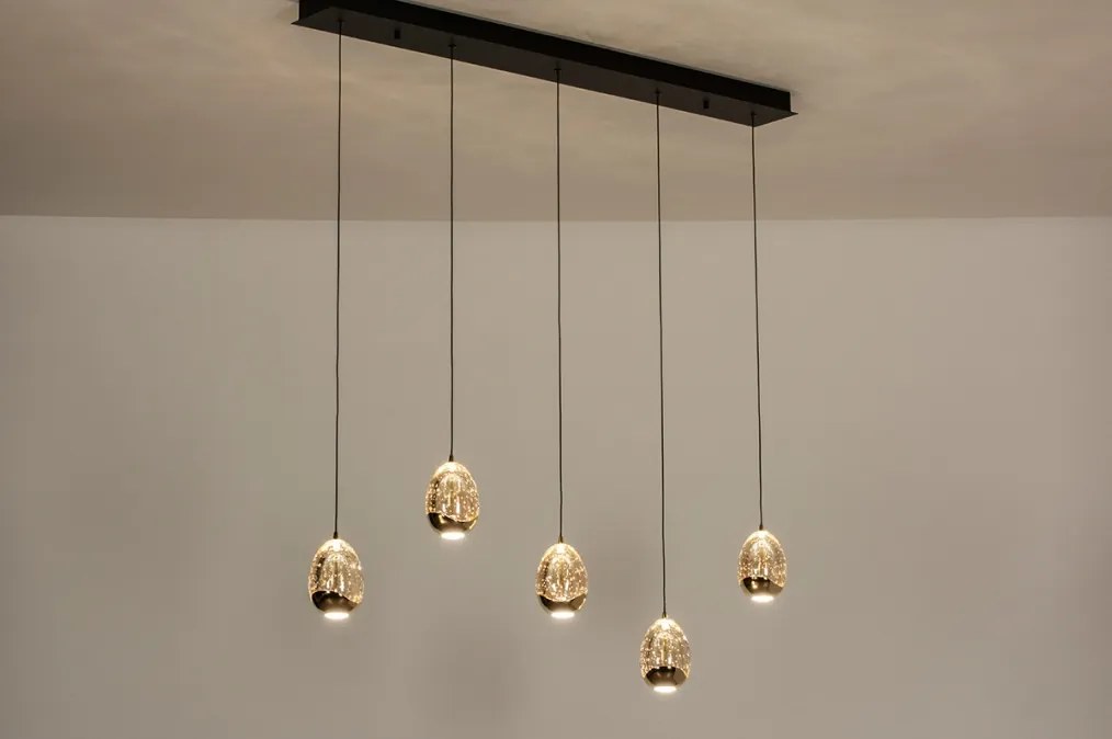Závěsné designové svítidlo nad jídelní stůl Benelux Gold 5 Lineo