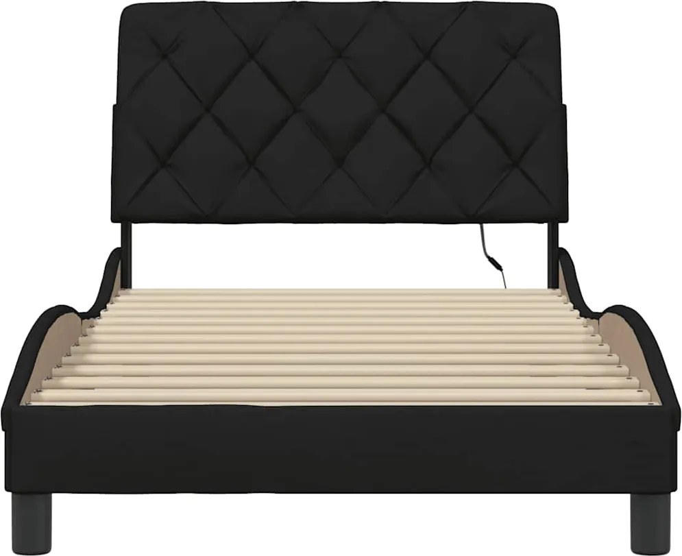 Rám postele s LED bez matrace černý 100x200 cm Látka 3310652
