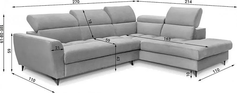 Casarredo - Komfort nábytek Rohová sedací souprava CESAROLA 270 rozkládací s úložným prostorem, pravá CESAROLA látky A1 | potah: lena 87