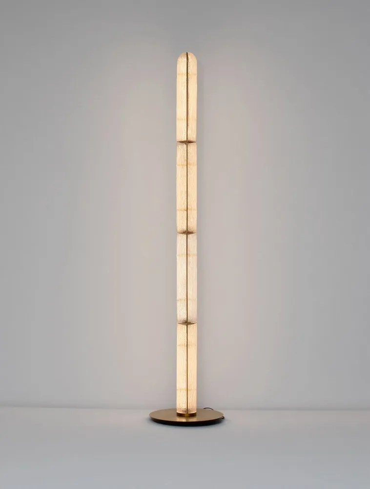 Kovová LED stojací lampa v mosazné barvě se skleněným stínidlem (výška 165,5 cm) Gloree – Nova Luce