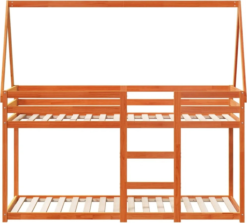 Patrová postel se střechou voskově hnědá 90x200 cm borové dřevo 3282078