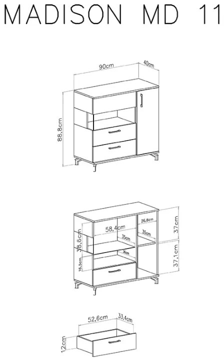 Meblar Obývací sestava Madison B Barva: -dub piškotový / bílá lux