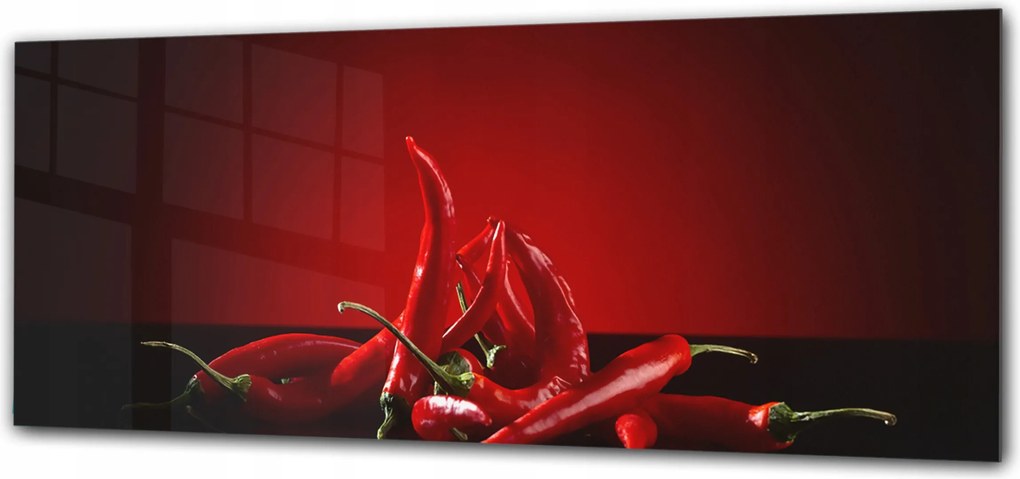 Skleněný obraz 112x45 grafika za sklem paprika