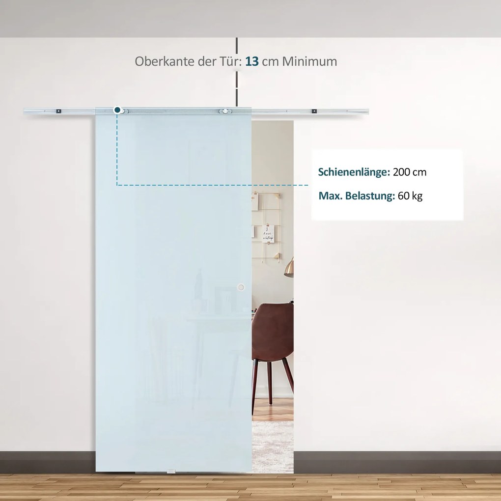 HOMCOM Posuvné skleněné dveře Posuvné skleněné dveře do místnosti, matné sklo, 775/900/1025x2050 mm| Aosom
