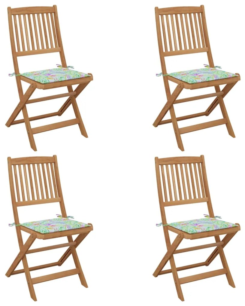 3064683 vidaXL Skládací zahradní židle s poduškami 4 ks masivní akáciové dřevo