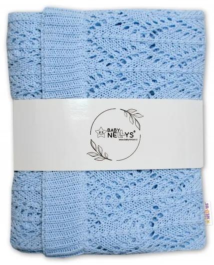 Luxusní bavlněná háčkovaná deka, dečka. ažurková LOVE, 75x95cm - světle modrá