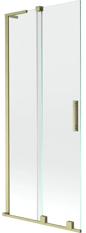 Mexen Velar L, 2-křídlová posuvná vanová zástěna 80 x 150 cm, 8mm čiré sklo, zlatý matný profil, 896-080-003-01-55