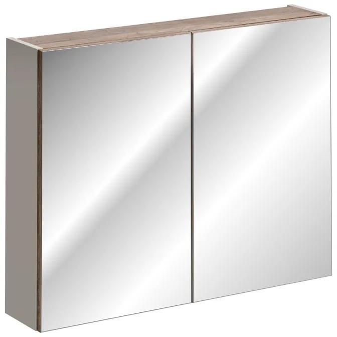 Závěsná koupelnová skříňka se zrcadlem Santa Fe 84-80-A-2D taupe